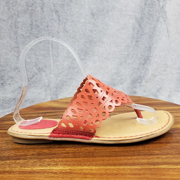 boc | Shoes | Boc Born Sandals Womens 7 M Red Thong Laser Cut Slip On ...